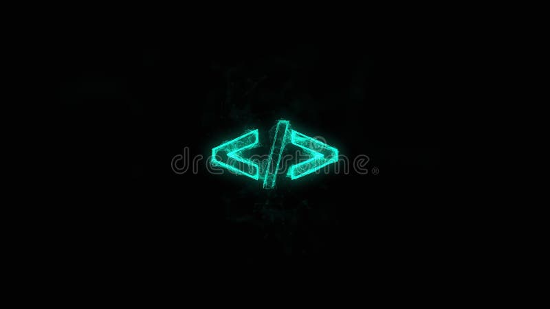 Coding Code Html Programming Language Icon With Plexus Effect Connected Lines With Dots Stock