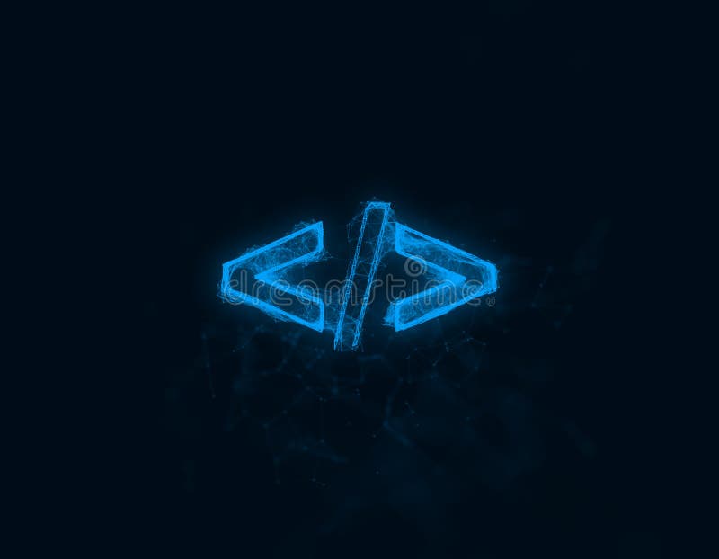 Coding Code Html Programming Language Icon With Plexus Effect Connected Lines With Dots
