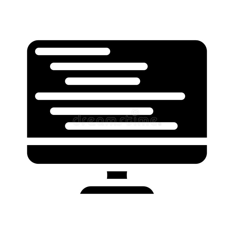 Coding on Computer Screen Glyph Icon Vector Illustration Stock Vector ...
