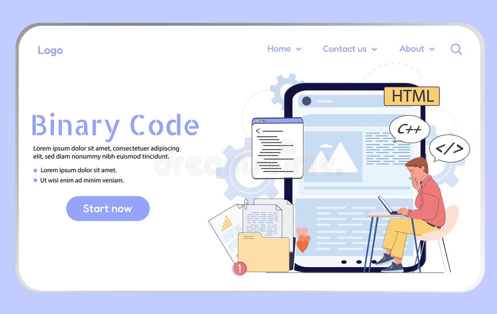 Coding Concept with Binary Code Theme. Vector Illustration Stock ...