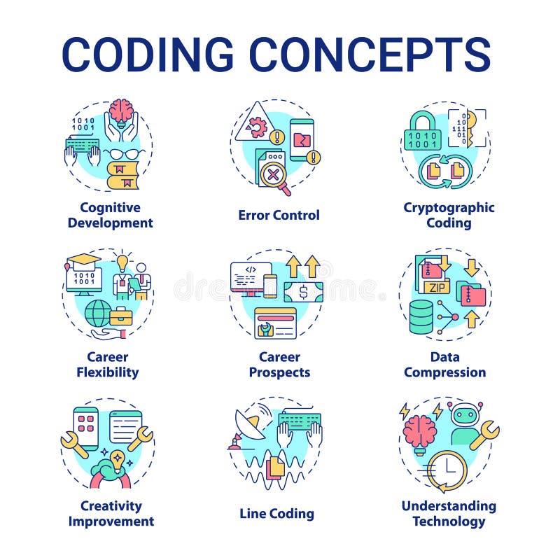 Coding concept icons set stock vector. Illustration of graphic - 237714099
