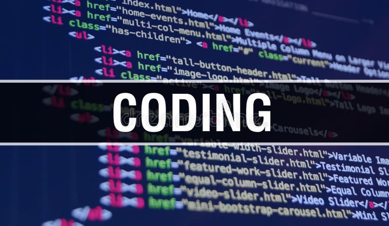 CODING Concept Illustration Using Code for Developing Programs and App. CODING Website Code with ...