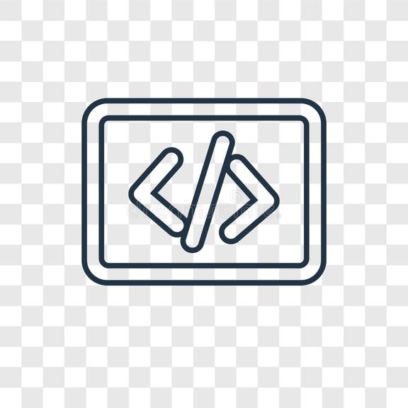 Coding Concept Vector Linear Icon Isolated on Transparent Background, Coding Concept ...