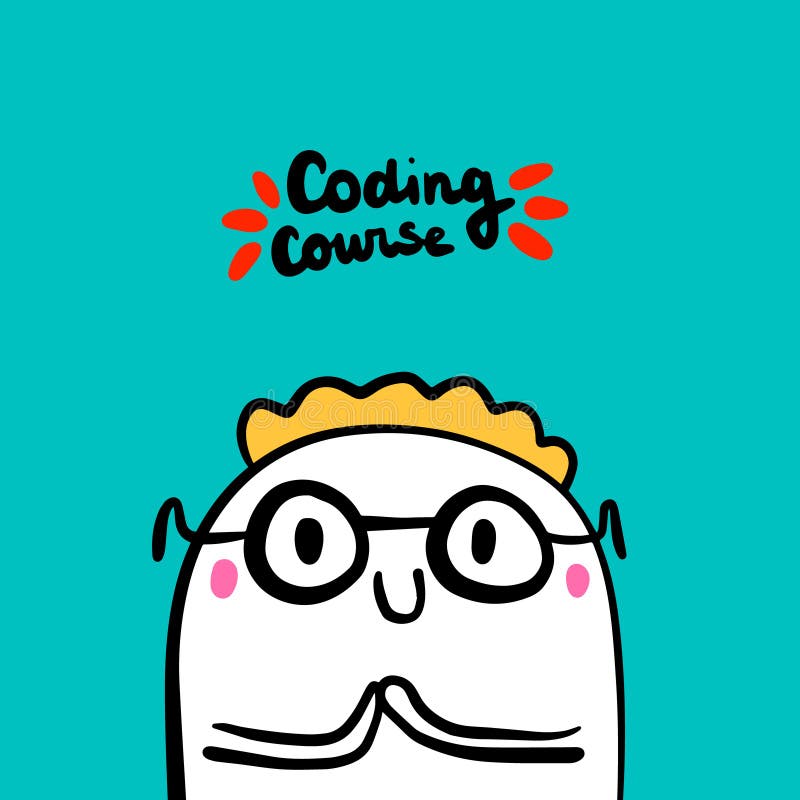Coding Course Hand Drawn Vector Illustration in Cartoon Style Stock ...