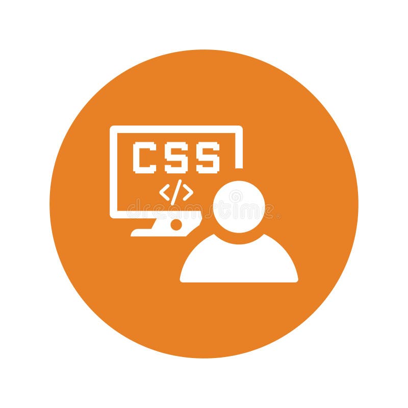 Coding Css Developer Icon Orange Color Vector Eps Stock Illustration Illustration Of Shape