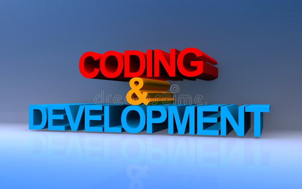 Coding and Development on Blue Stock Illustration - Illustration of ...