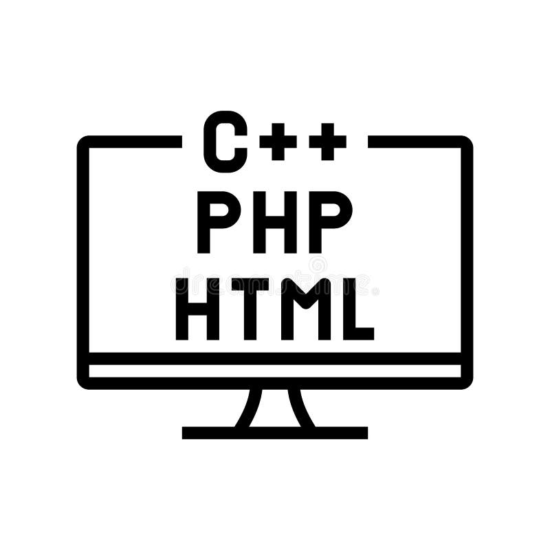 Coding on Different Program Languages Line Icon Vector Illustration ... Coding on Different Program Languages Line Icon Vector Illustration ...