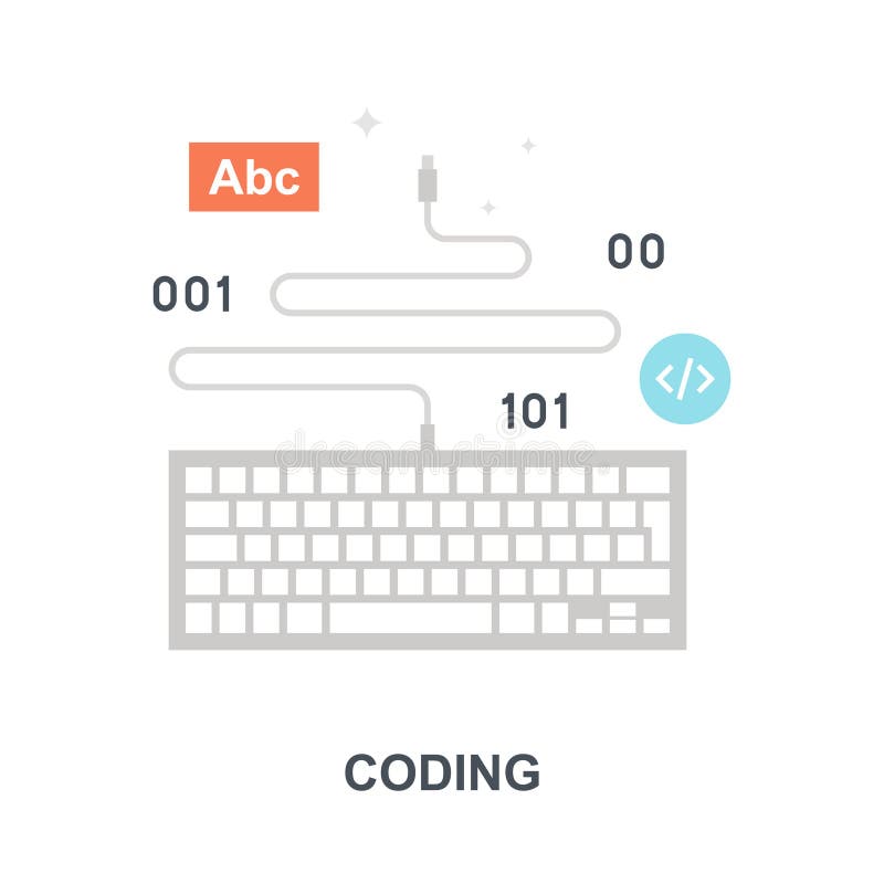 Coding Flat Icon Design Concept Stock Vector - Illustration of application, software: 364382959