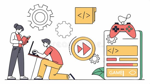 Coding and Gaming Icons, Software Development and Entertainment Vector ...