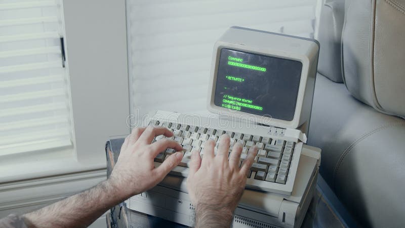 Coding or Hacking on Old Computer Stock Footage - Video of network ...
