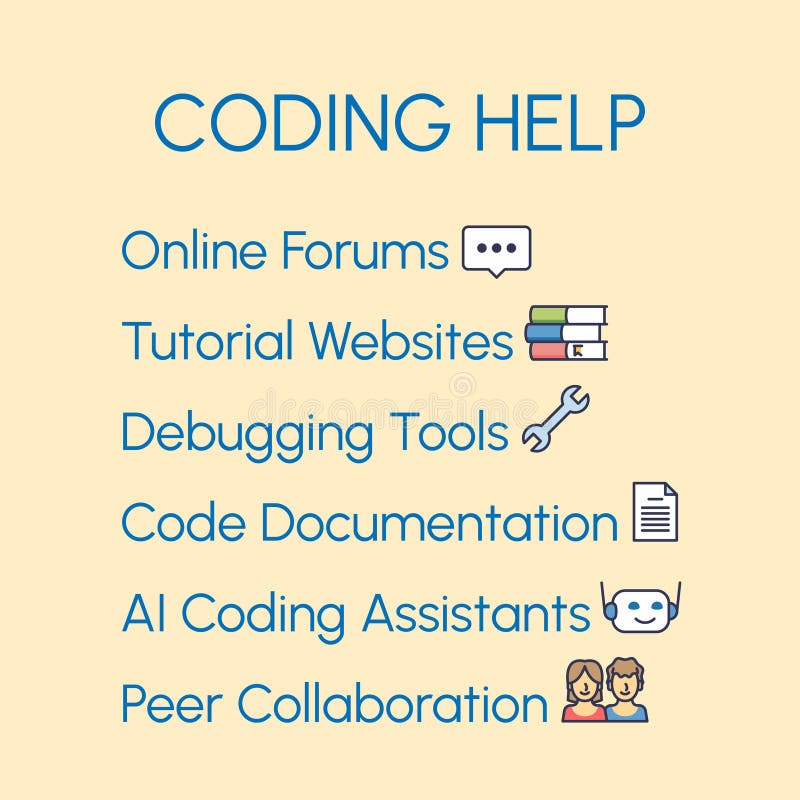 Coding Help And Web Programming Support Places In Outline Emoji Diagram Stock Vector