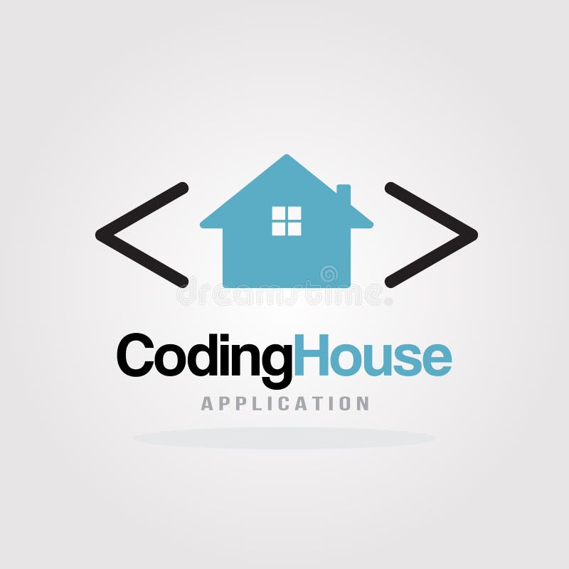 Coding House Logo Design Template with House Design Concept. Software ...