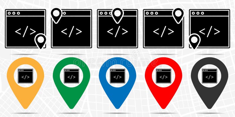 Coding, Html Icon in Location Set. Simple Glyph, Flat Illustration Element of Web Design ...
