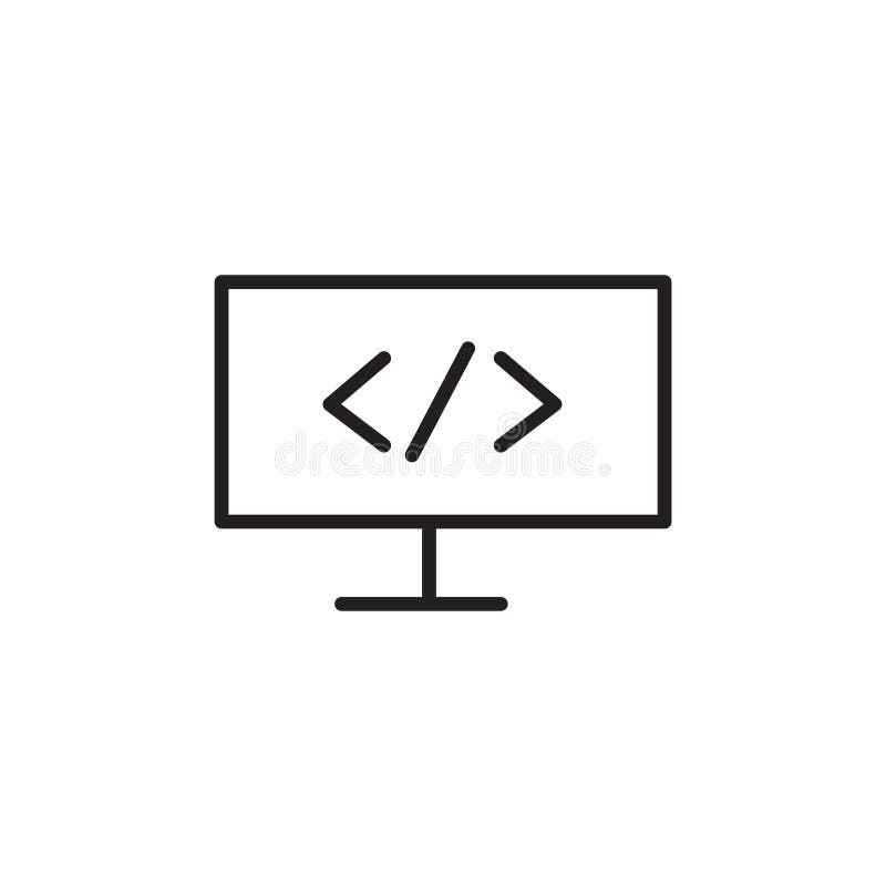 Coding Icon Outline Vector for Web Ui Stock Vector - Illustration of technology, development ...