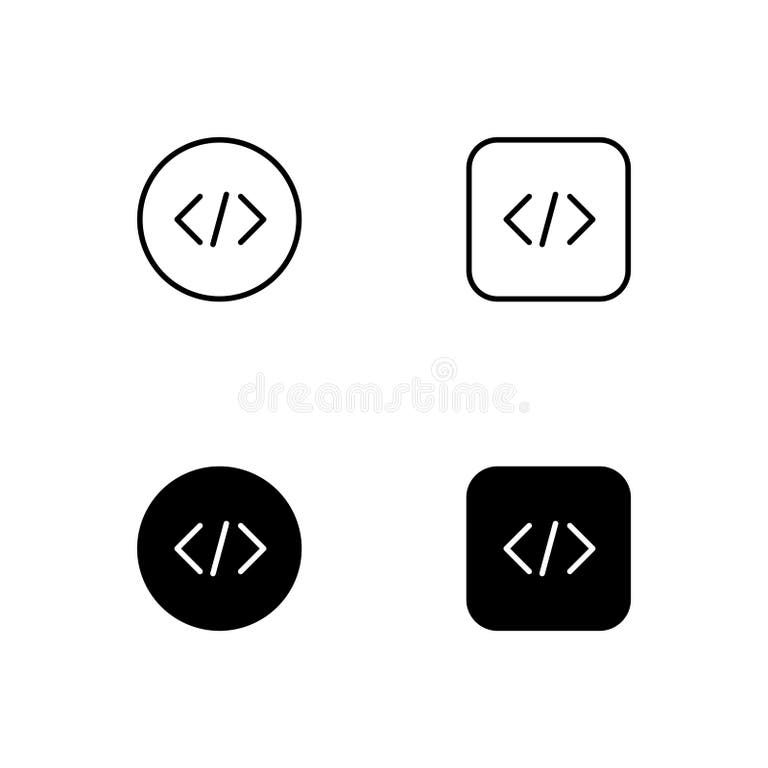 Coding Icon Set. Code Programming Icon. 4 Icons Stock Vector - Illustration of brand, document ...