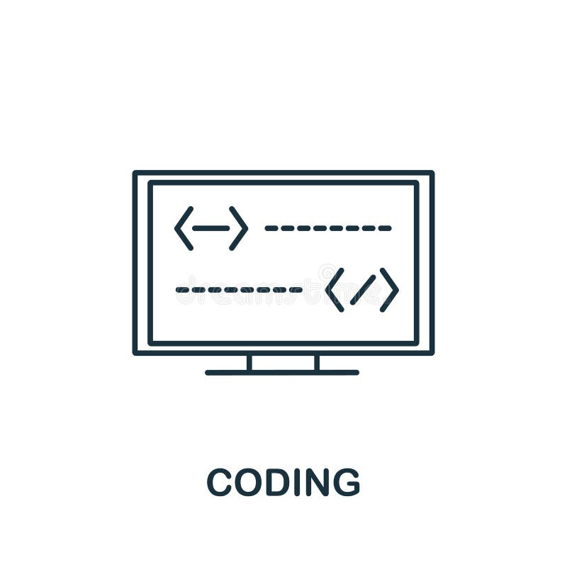 Coding Icon Simple Line Element Coding Symbol For Templates Web Design And Infographics Stock