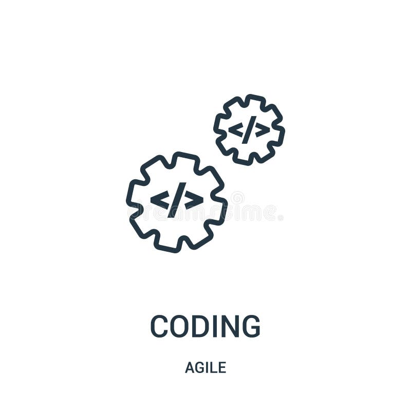 Coding Icon Vector Thin Line Coding Outline Icon Vector Illustration Stock Vector