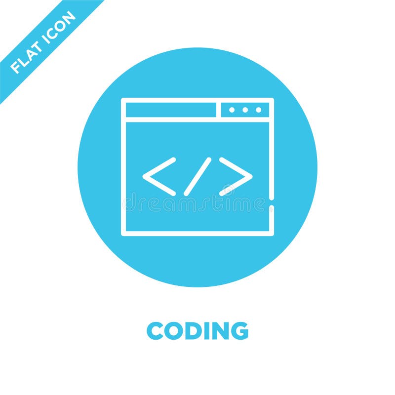 Coding Icon Vector Thin Line Coding Outline Icon Vector Illustration