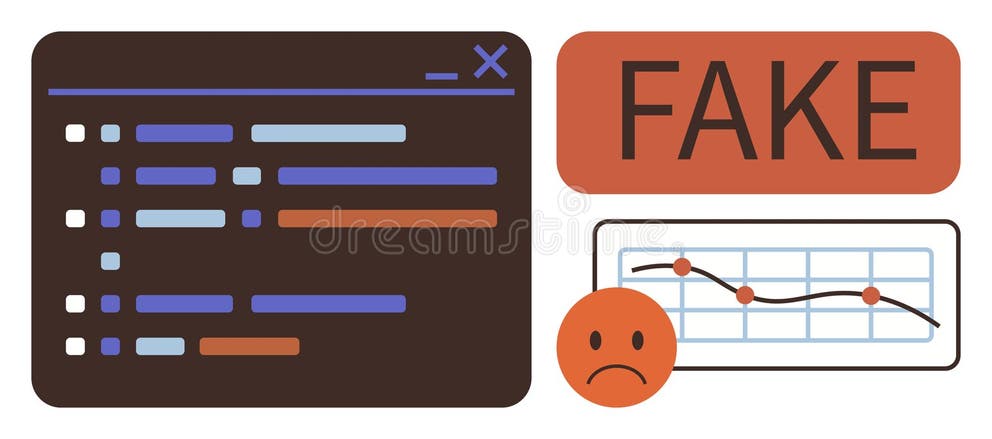 Fake Data Alert with Coding Interface and Declining Graph ...