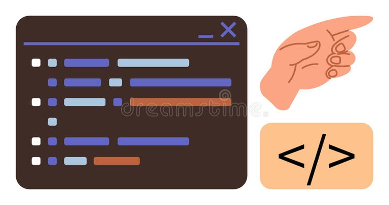 Coding Interface with Hand Gesture and Code Tag Highlighting Modern ...