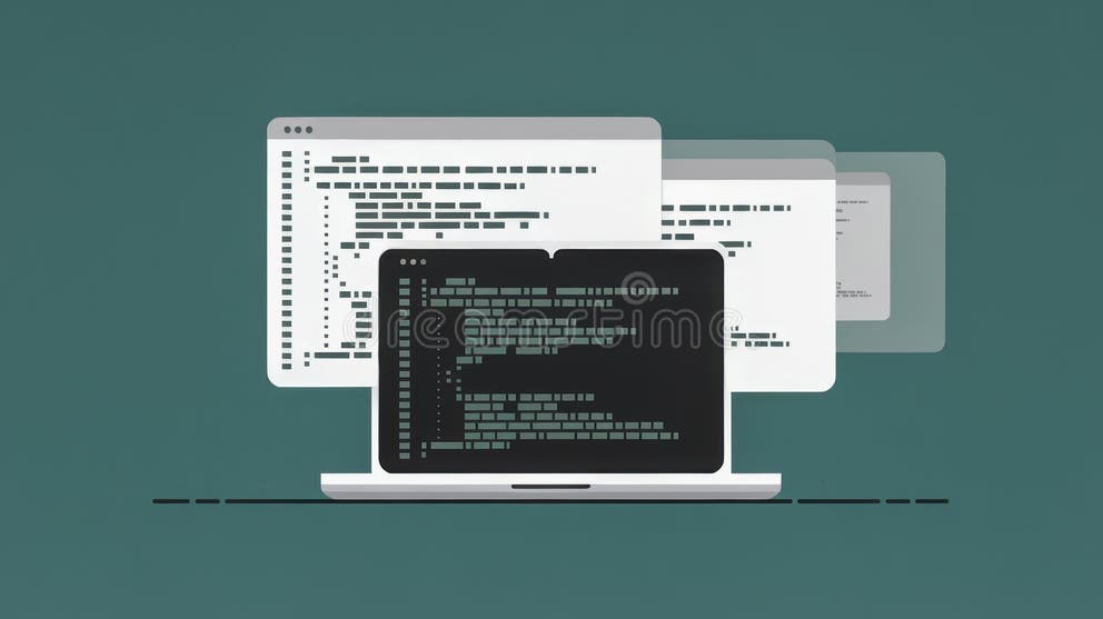 Coding Interface with Multiple Windows with Copy-Space Stock Photo ...