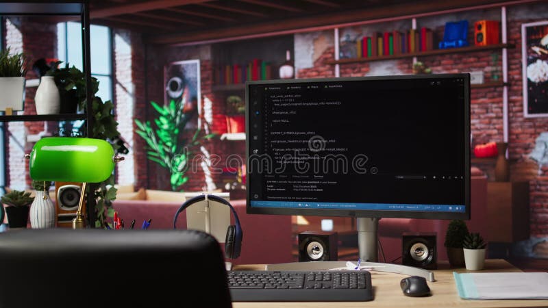 Coding Interface Shown on Computer Screen on Desk Stock Footage - Video of work, digital: 356462620