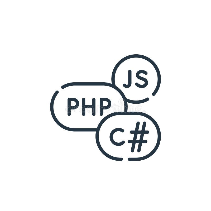 Coding Language Icon Vector from Programming Concept. Thin Line Illustration of Coding Language ...