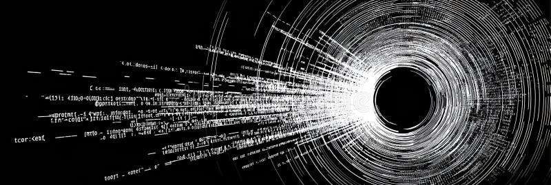 Coding Language Text Creates Abstract Tunnel Effect With Dynamic Lines And Contrasting Dark