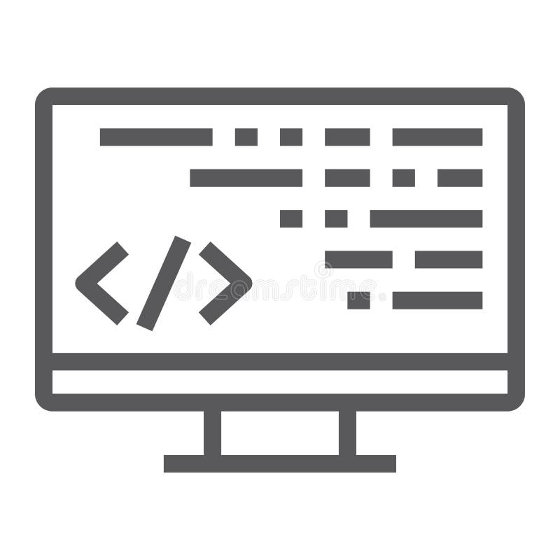 Coding Line Icon, Programming and Development, Computer Sign, Vector ...