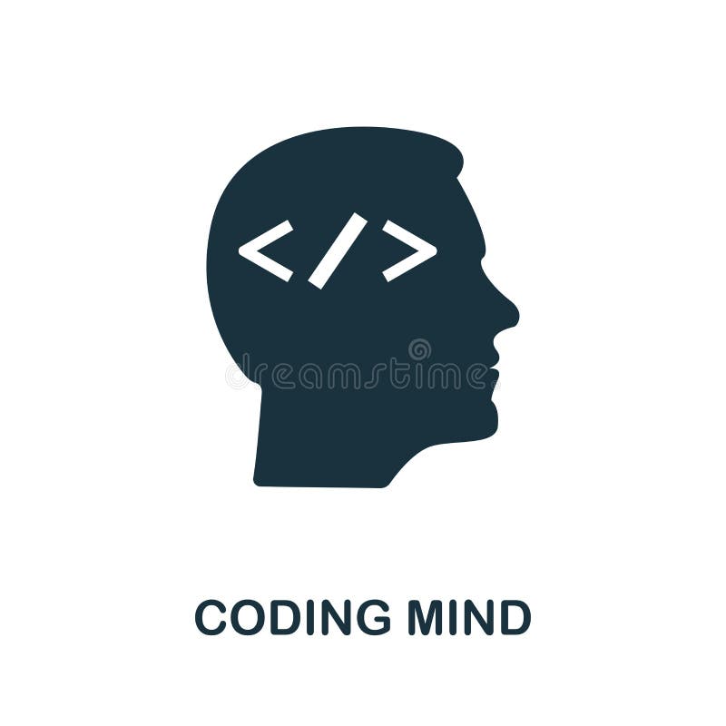 Coding Mind Line Icon Thin Design Style From Programmer Icon Collection Stock Vector