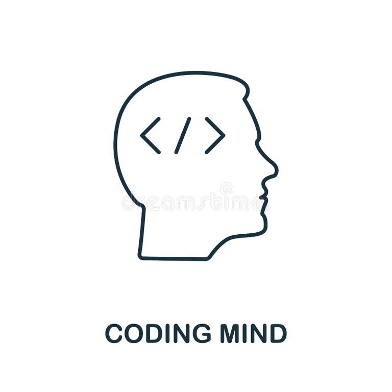Coding Mind Line Icon. Thin Design Style from Programmer Icon ...