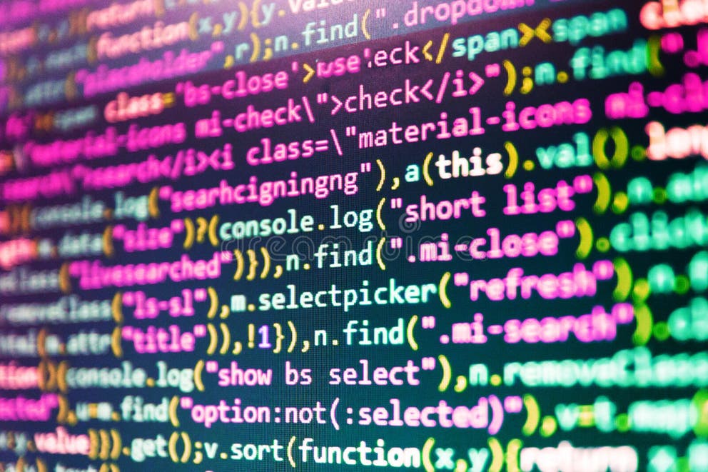 It Coding on Monitor Screen. Big Data Database App. Desktop PC Monitor ...