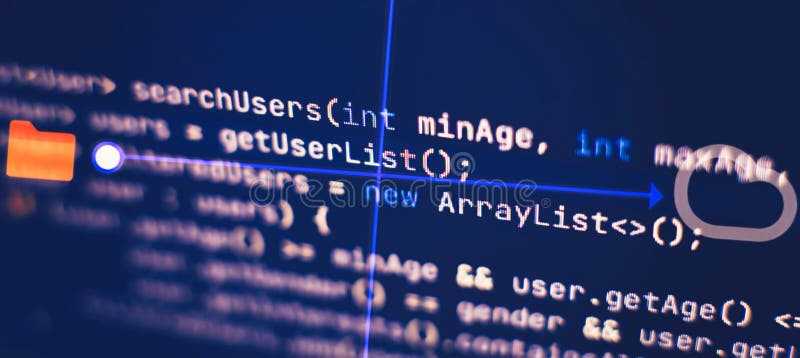 Computer Code with Virtual Screen. Programming Code Technology. Stock Photo - Image of coder ...