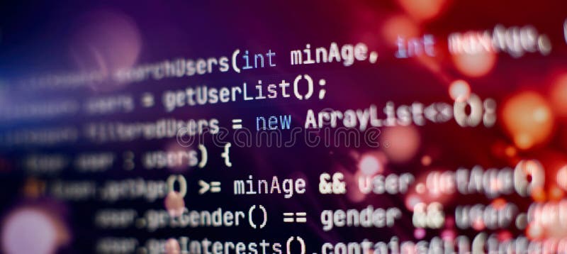 Computer Code with Virtual Screen. Programming Code Technology. Stock ...