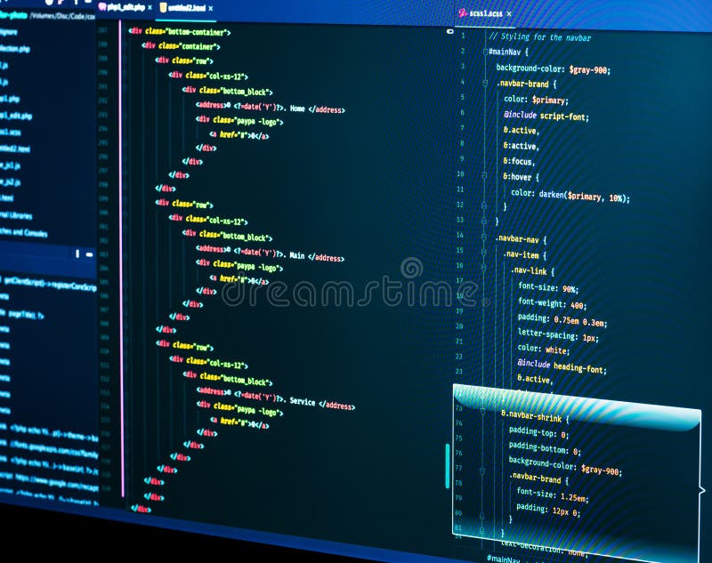 It Coding On Monitor Screen Html Markup Language Closeup Programming Code Close Up Of Script