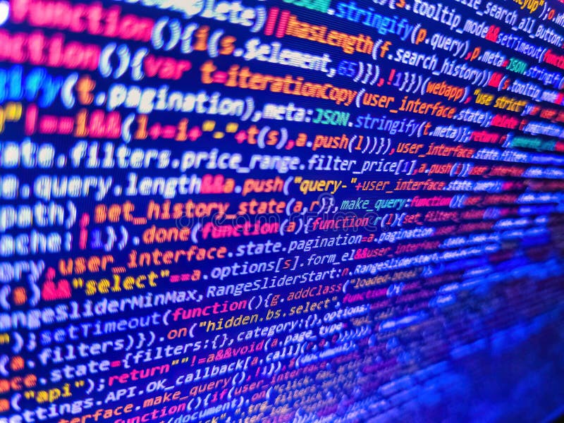 It Coding On Monitor Screen Internet Connection Stream Flow Concept Software Developer
