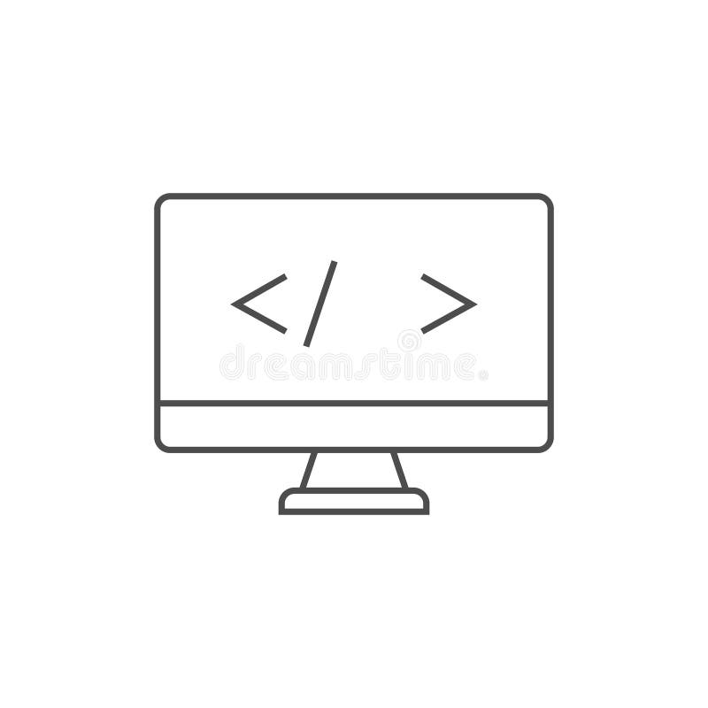 Coding Outline Vector Icon Thin Line Black Coding Icon Flat Vector