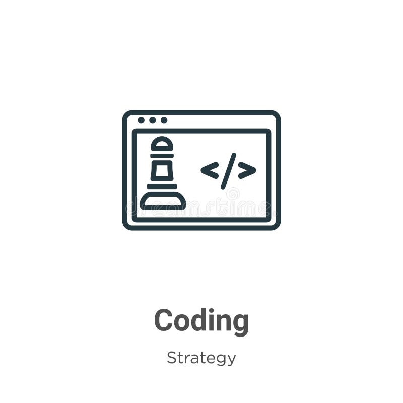 Coding Outline Vector Icon Thin Line Black Coding Icon Flat Vector