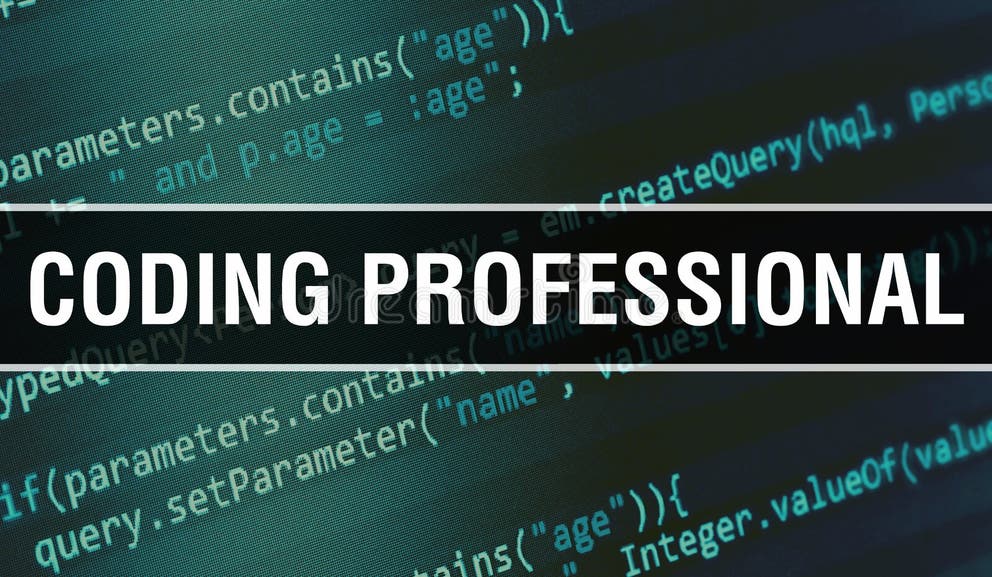 Coding Professional Concept with Random Parts of Program Code. Coding Professional with ...