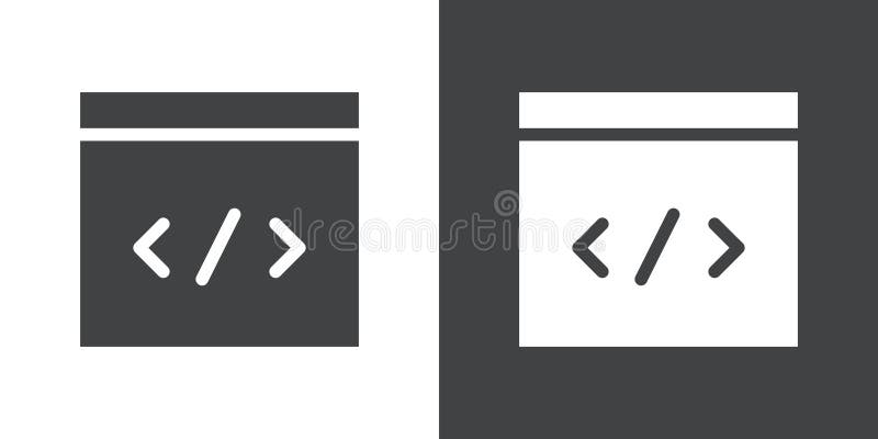 Coding Program Icon Flat Set In Black And White Color Stock Vector Illustration Of Concept