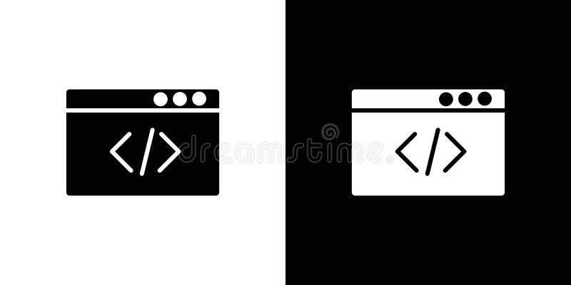 Coding Program Icon Flat Art Illustration In Outline Stock Vector Illustration Of Programming