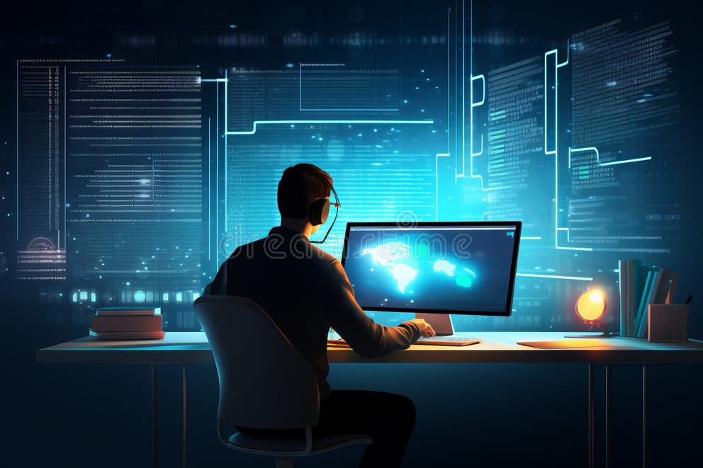 Coding and Programming on Computer Stock Illustration - Illustration of ...