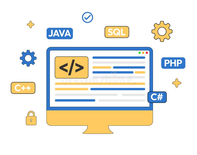 Coding and Programming Concept Background with Computer Screen and ...