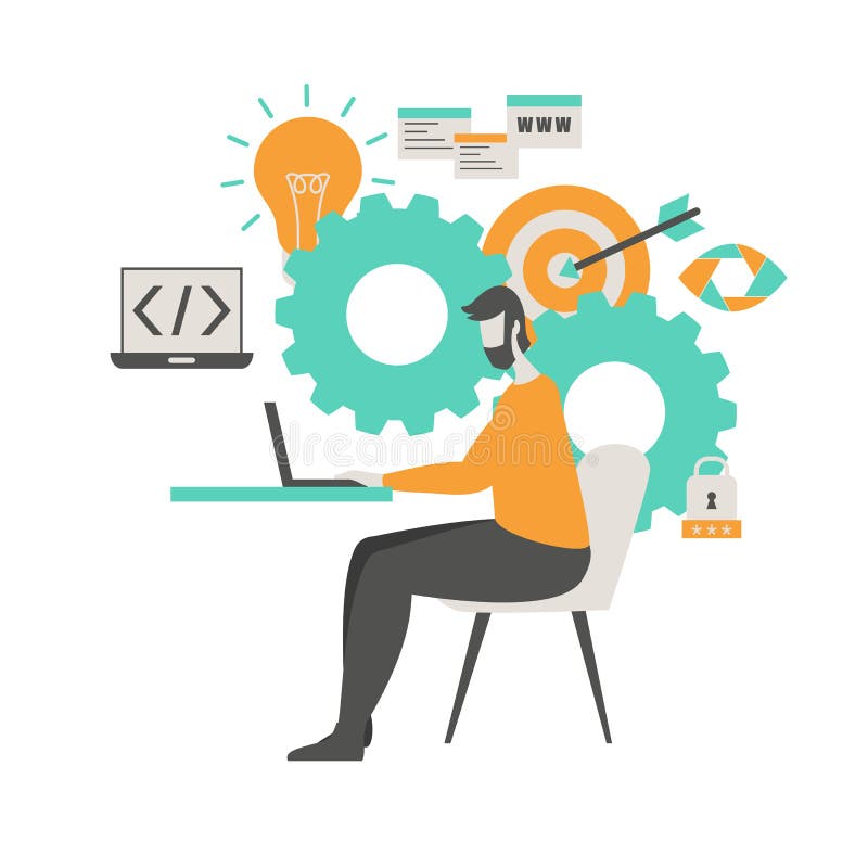 Coding And Programming Concept Stock Vector Illustration Of Flat