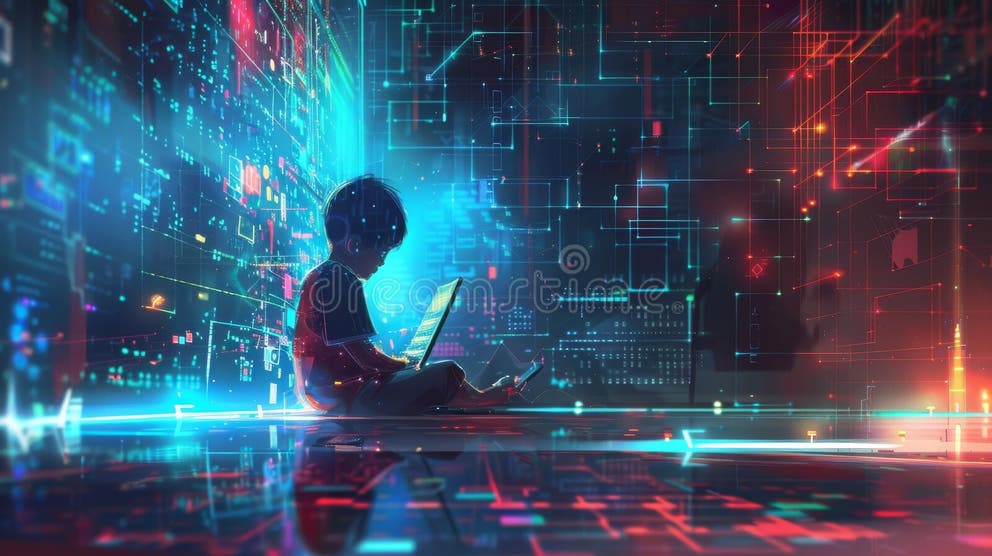 Coding, Programming Courses for Children Online. Boy Studying Robotics ...