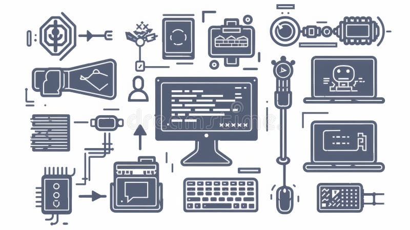 Coding And Programming Doodle Icons Algorithm Scheme To Develop