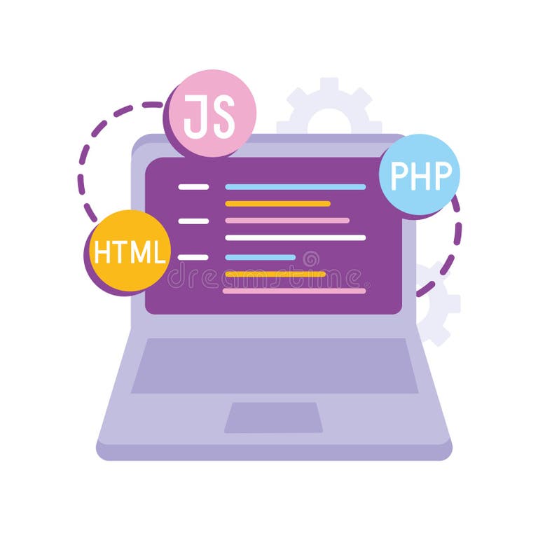 Coding and Programming Software on Laptop Computer Stock Vector - Illustration of html ...