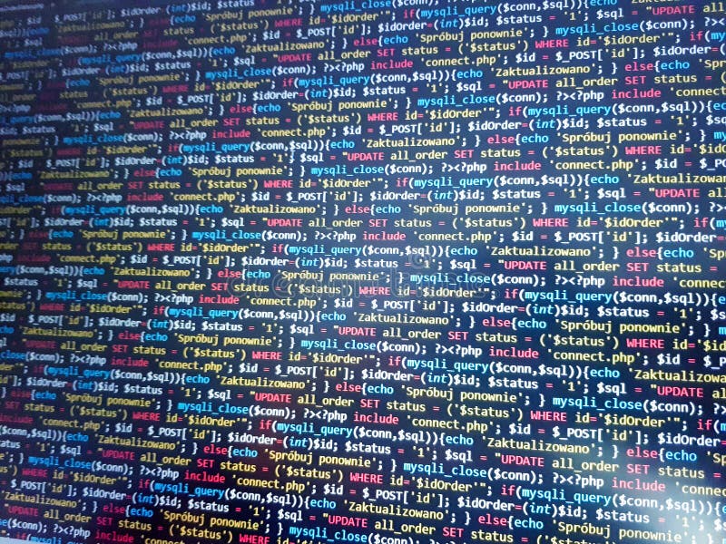 Coding Programming Source Code Screen Abstract Technology Background Cyber Attack Or Security