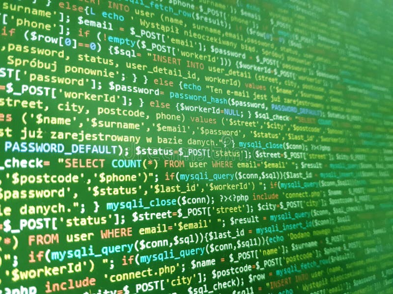Coding Programming Source Code Screen Abstract Technology Background Cyber Attack Or Security