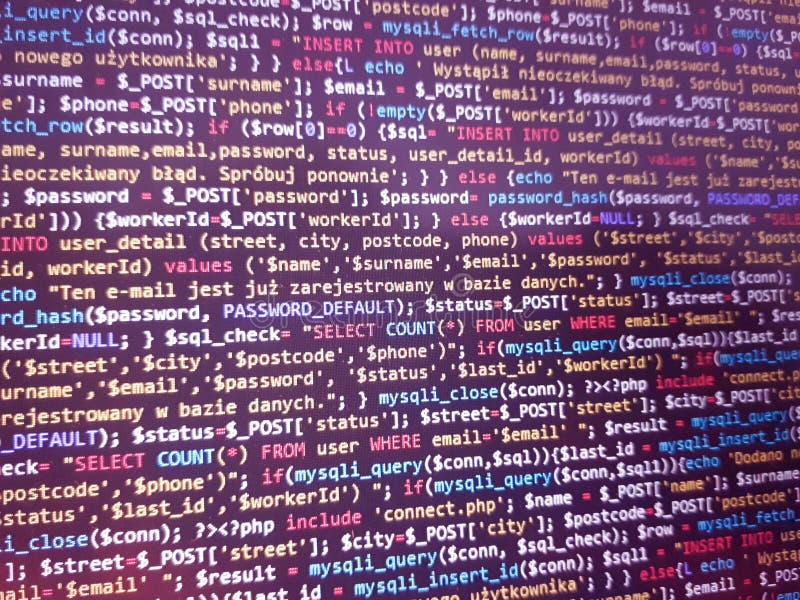 Coding Programming Source Code Screen Abstract Technology Background Cyber Attack Or Security